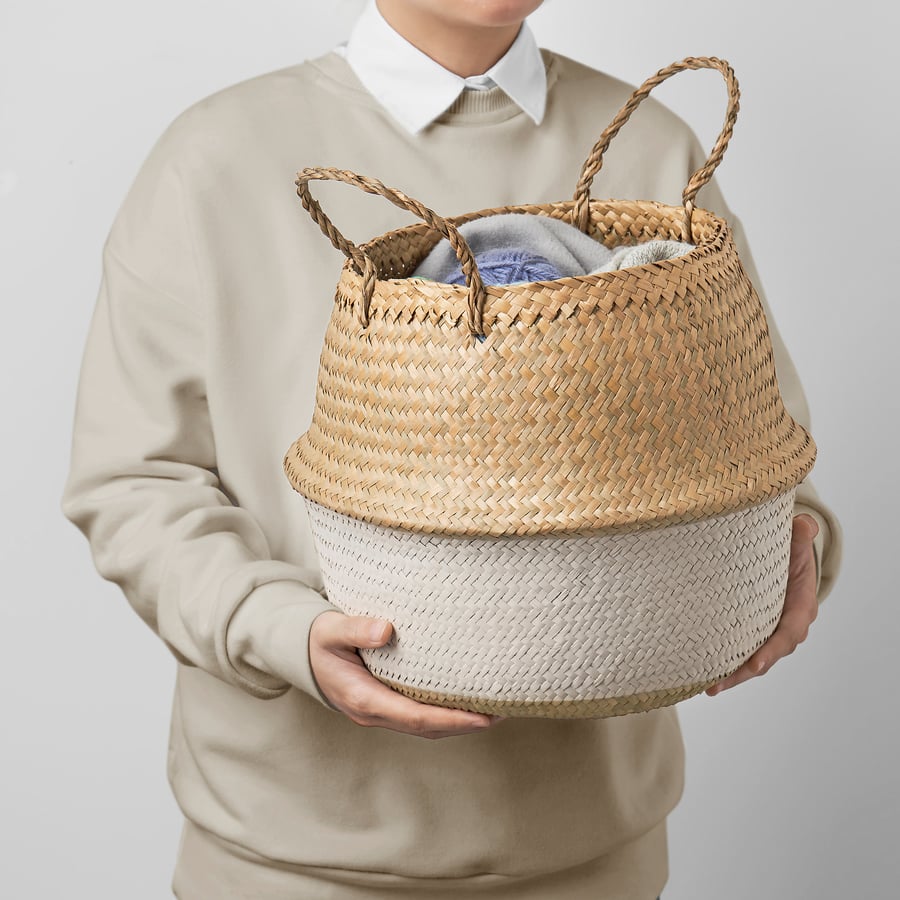 KRALLIG basket, sedge natural/white, 25 cm - IKEA UK