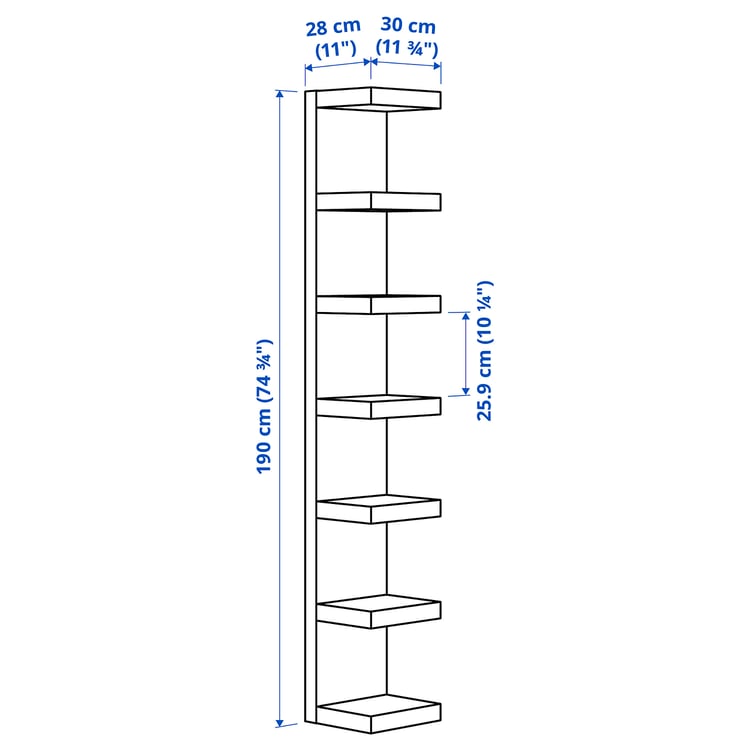 LACK wall shelf unit, black-blue, 30x190 cm - IKEA UK