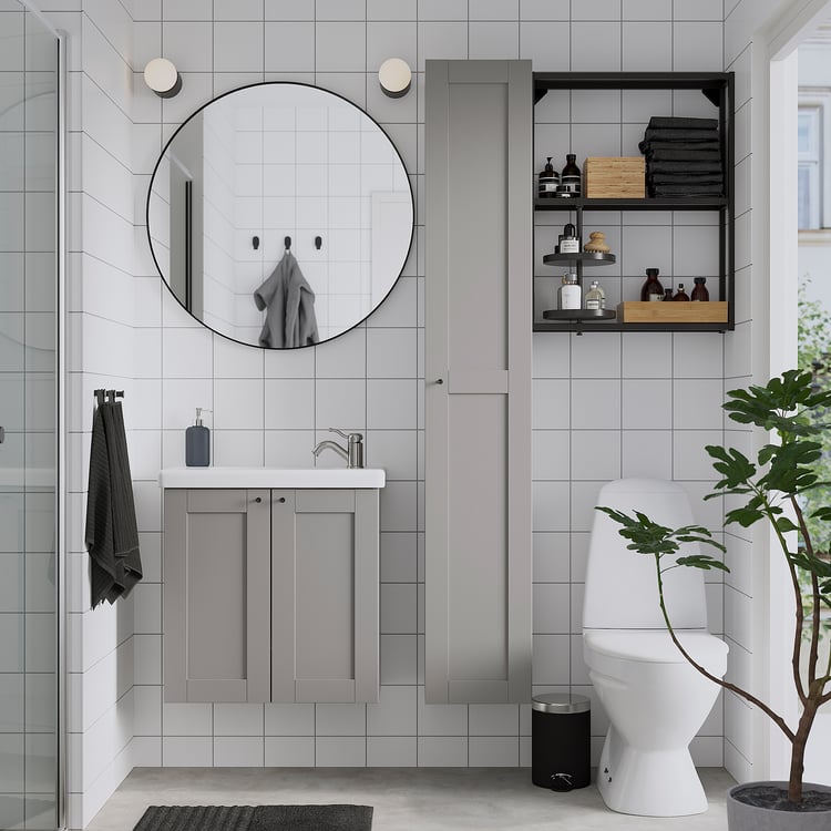 LINDBYN mirror, black, 80 cm - IKEA UK