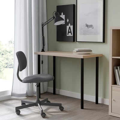 LINNMON / ADILS table, white stained oak effect/black, 100x45 cm - IKEA UK