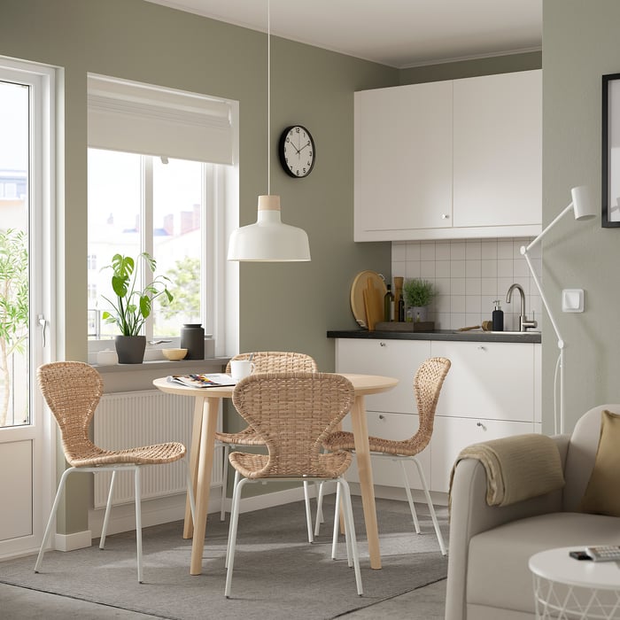 LISABO / ÄLVSTA dining table and 4 chairs, ash veneer/rattan white, 105 ...
