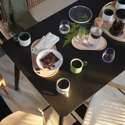LISABO / LISABO dining table and 4 chairs, black/black, 140x78 cm - IKEA UK