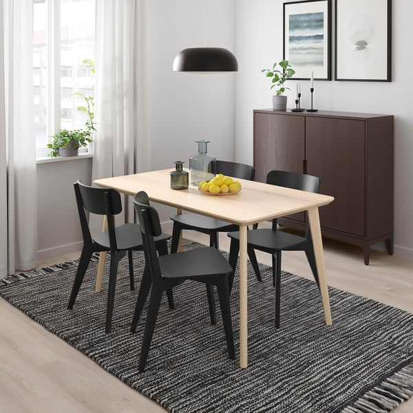 LISABO / LISABO Table and 4 chairs - ash veneer, black - IKEA
