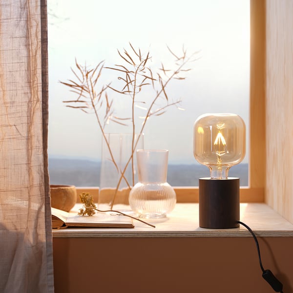 LUNNOM LED Bulb E27 80 Lumen, Tube-shaped Brown Clear Glass IKEA ...