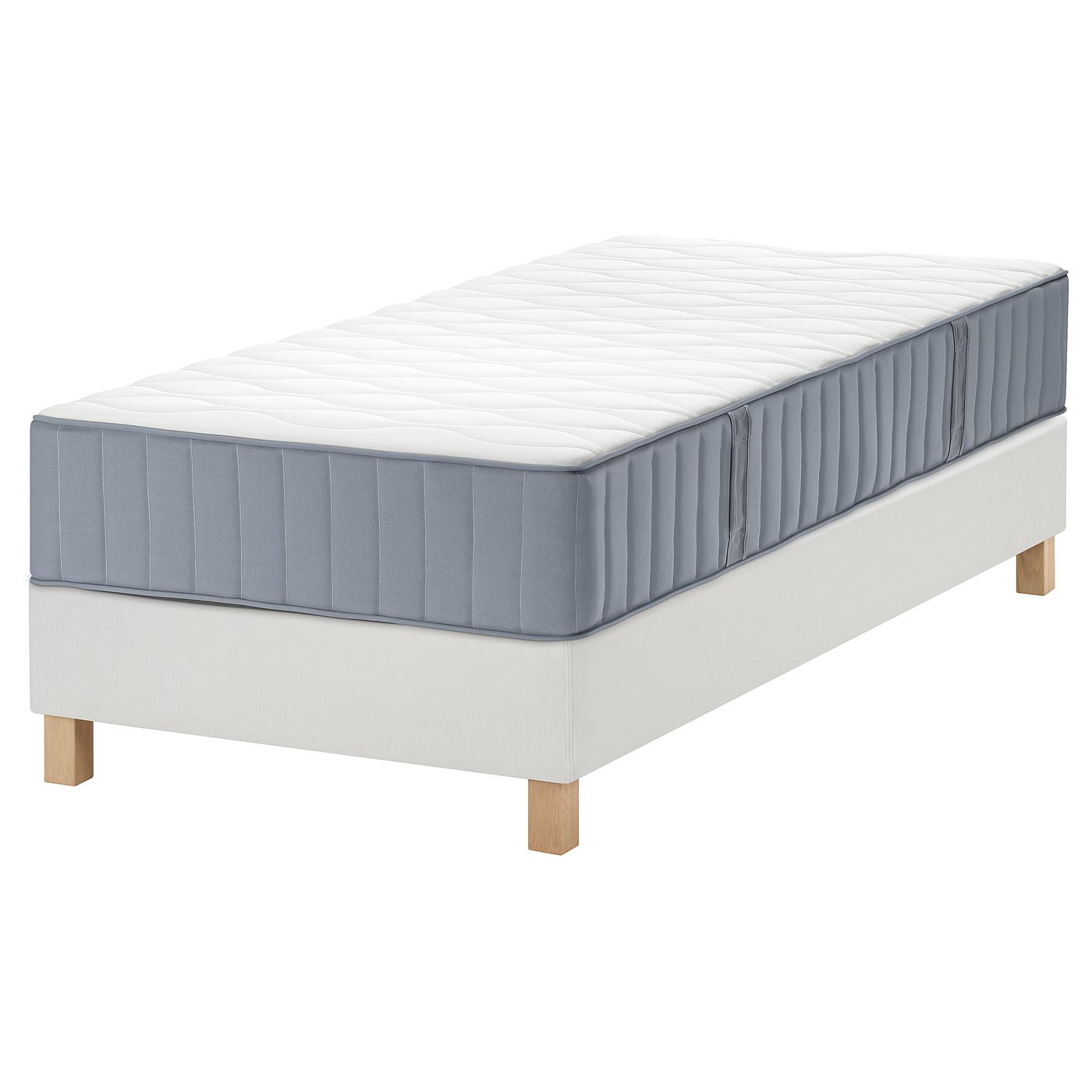 LYNGOR White single divan bed with Vagstranda firm mattress IKEA