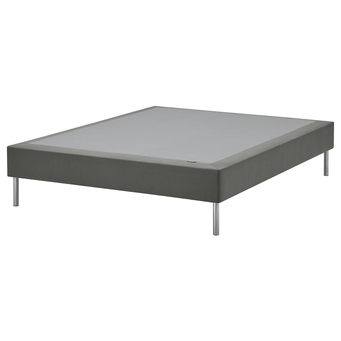 LYNGÖR Dark grey, double slatted mattress base with legs - IKEA UK