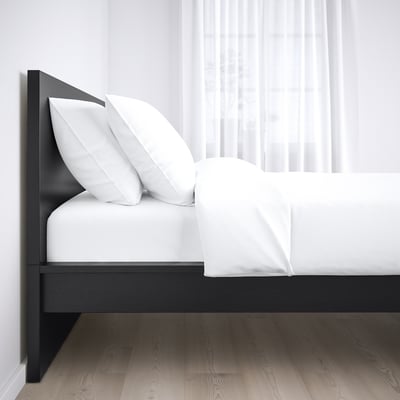 MALM black-brown, Luröy, Bed frame, high, Standard Single - IKEA