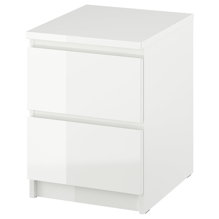 MALM chest of 2 drawers, high-gloss white, 40x55 cm - IKEA UK