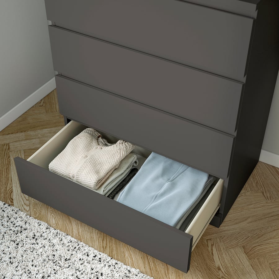 MALM chest of 4 drawers, dark grey, 80x100 cm - IKEA UK