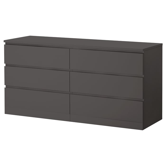 MALM chest of 6 drawers, dark grey, 160x78 cm - IKEA UK
