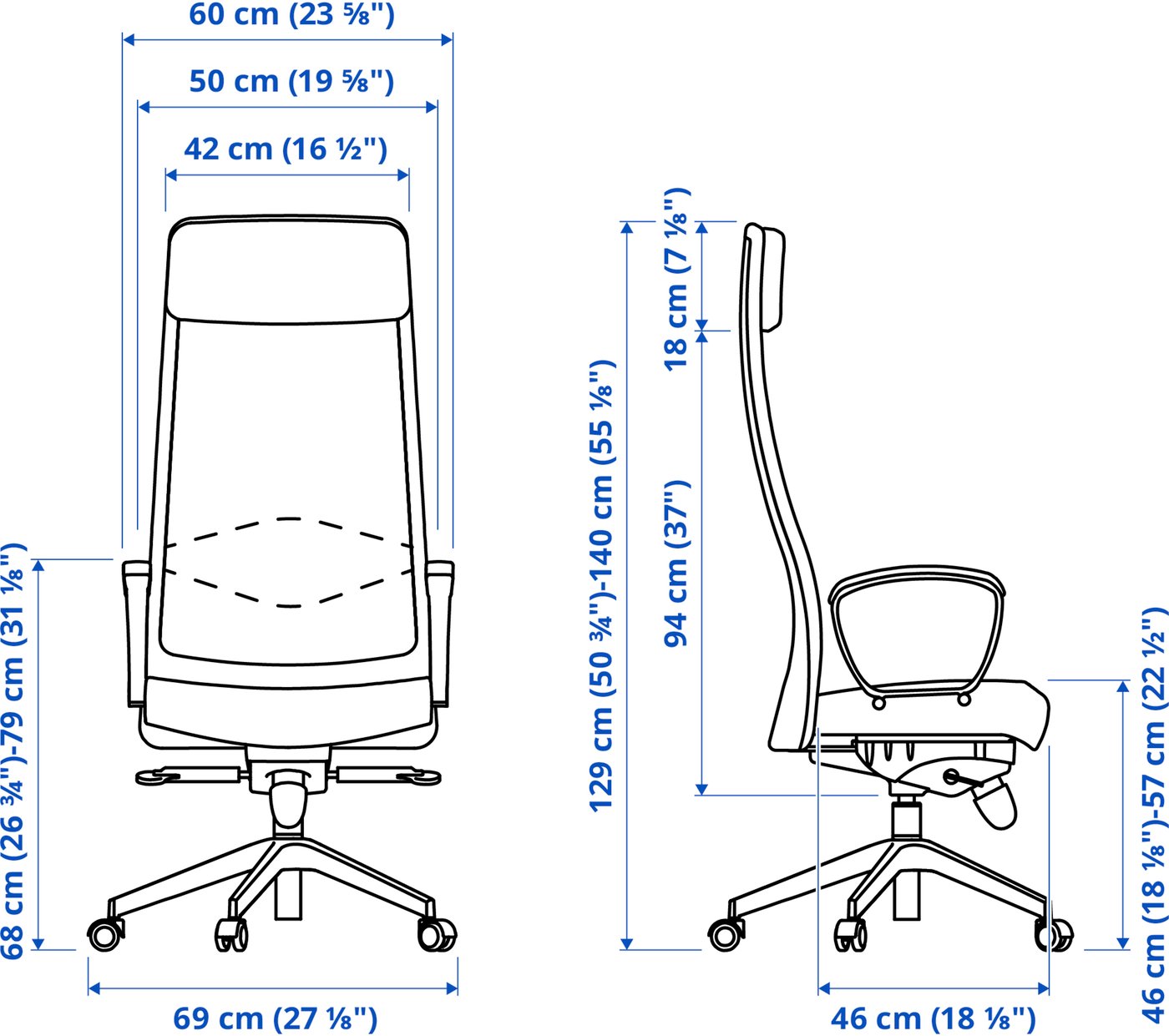 Office Chair Measurements BeAAtho Oxford High Back Executive Office