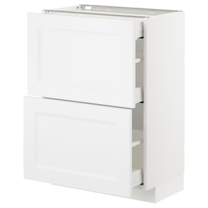 METOD white, Axstad matt white, Base cab with 2 fronts/3 drawers, 60x37 ...