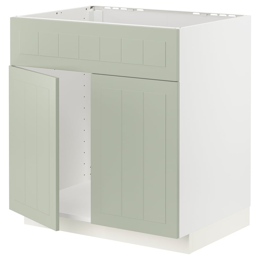 METOD base cabinet for sink with 2 doors/front, white/Stensund light ...
