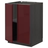 METOD Base cabinet with shelves/2 doors, black/Voxtorp dark grey, 60x60 ...