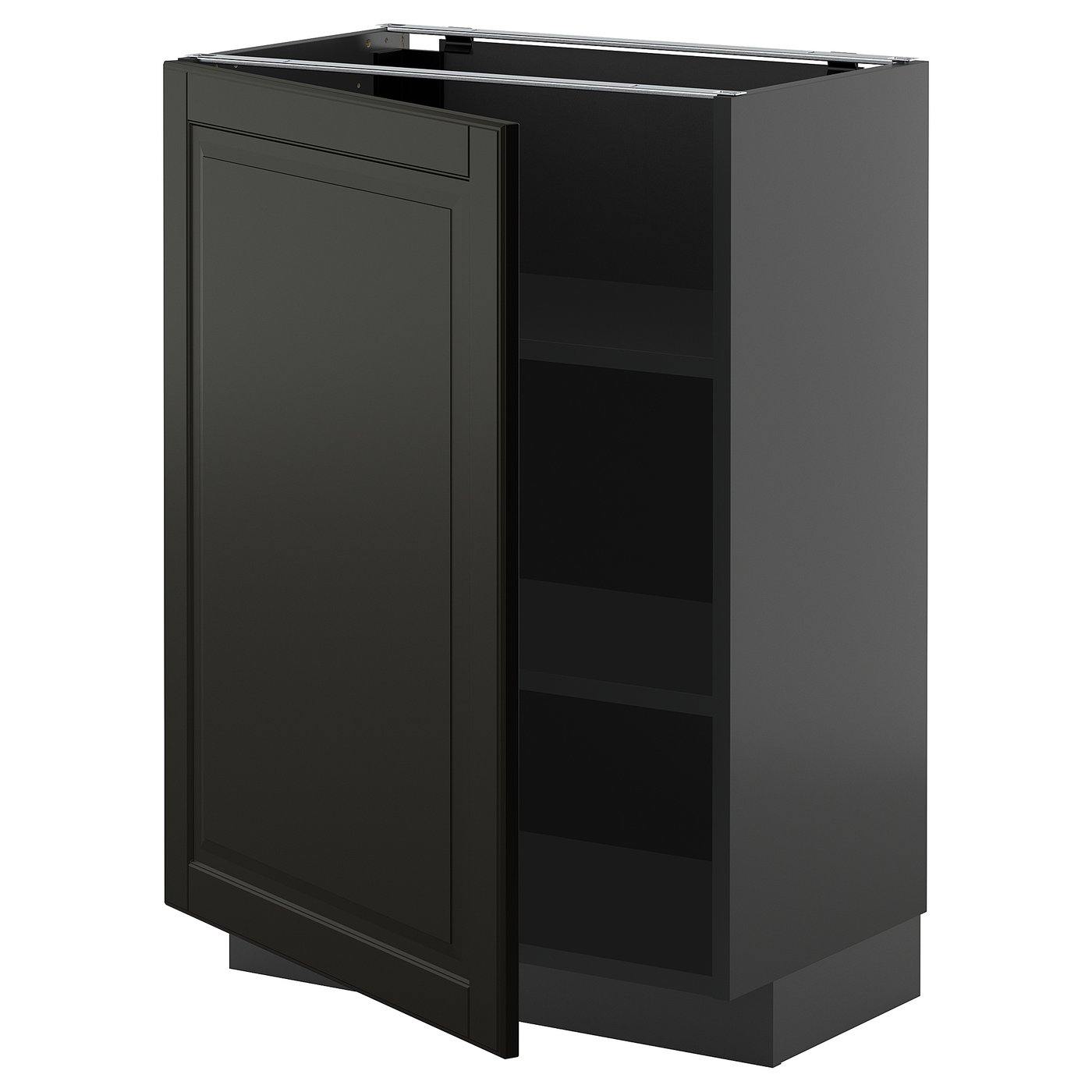 METOD base cabinet with shelves, black-grey/Bodbyn black, 60x37 cm ...