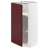 METOD Base cabinet with shelves, white/Voxtorp high-gloss/white, 40x37 ...