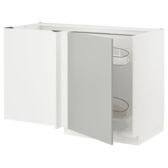 METOD corner base cab w pull-out fitting, white/Havstorp light grey ...