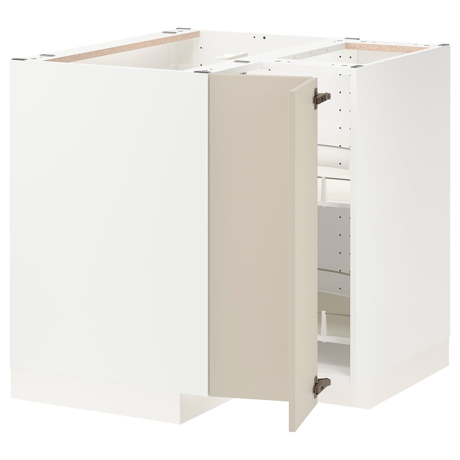 METOD corner base cabinet with carousel, white/Havstorp beige, 88x88 cm ...