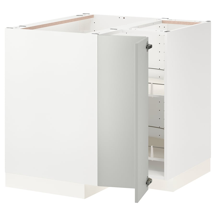 METOD corner base cabinet with carousel, white/Havstorp light grey ...