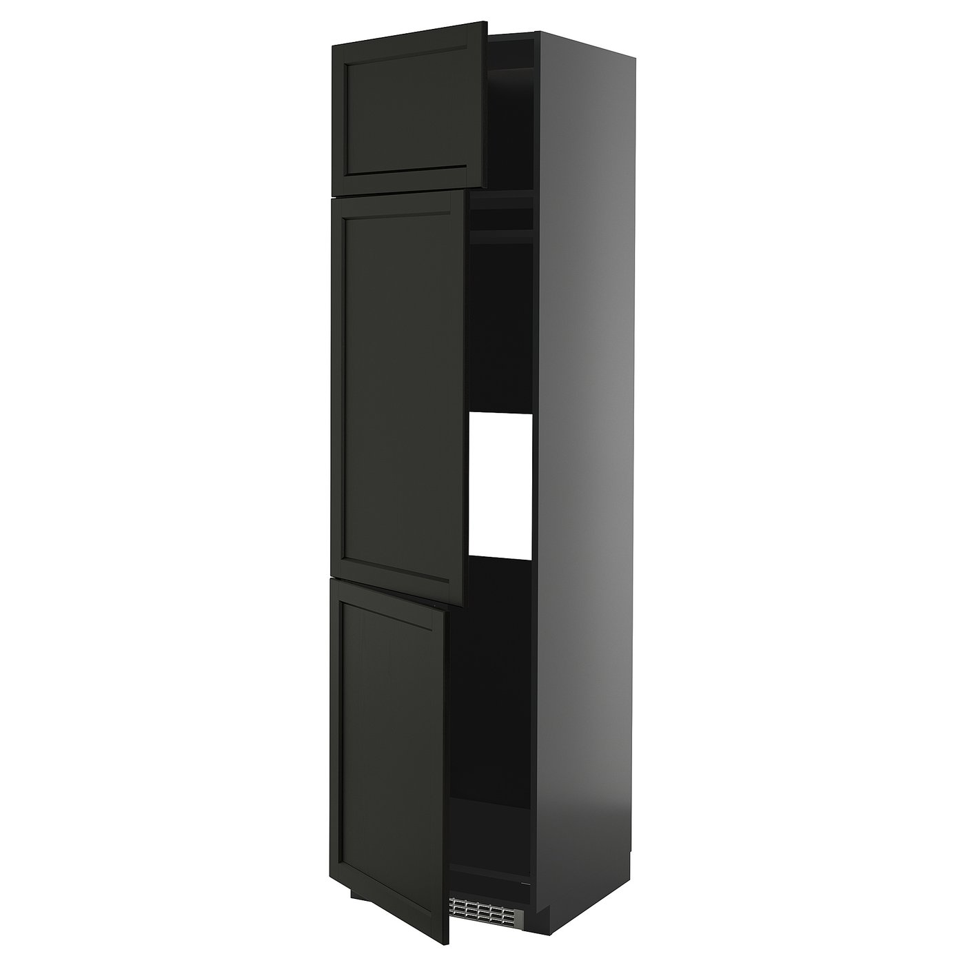 METOD high cab f fridge/freezer w 3 doors, black-grey/Lerhyttan black ...