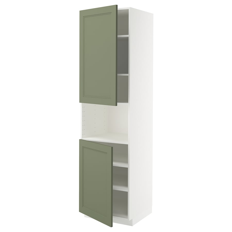 METOD high cab f micro w 2 doors/shelves, white/Axstad grey-green ...