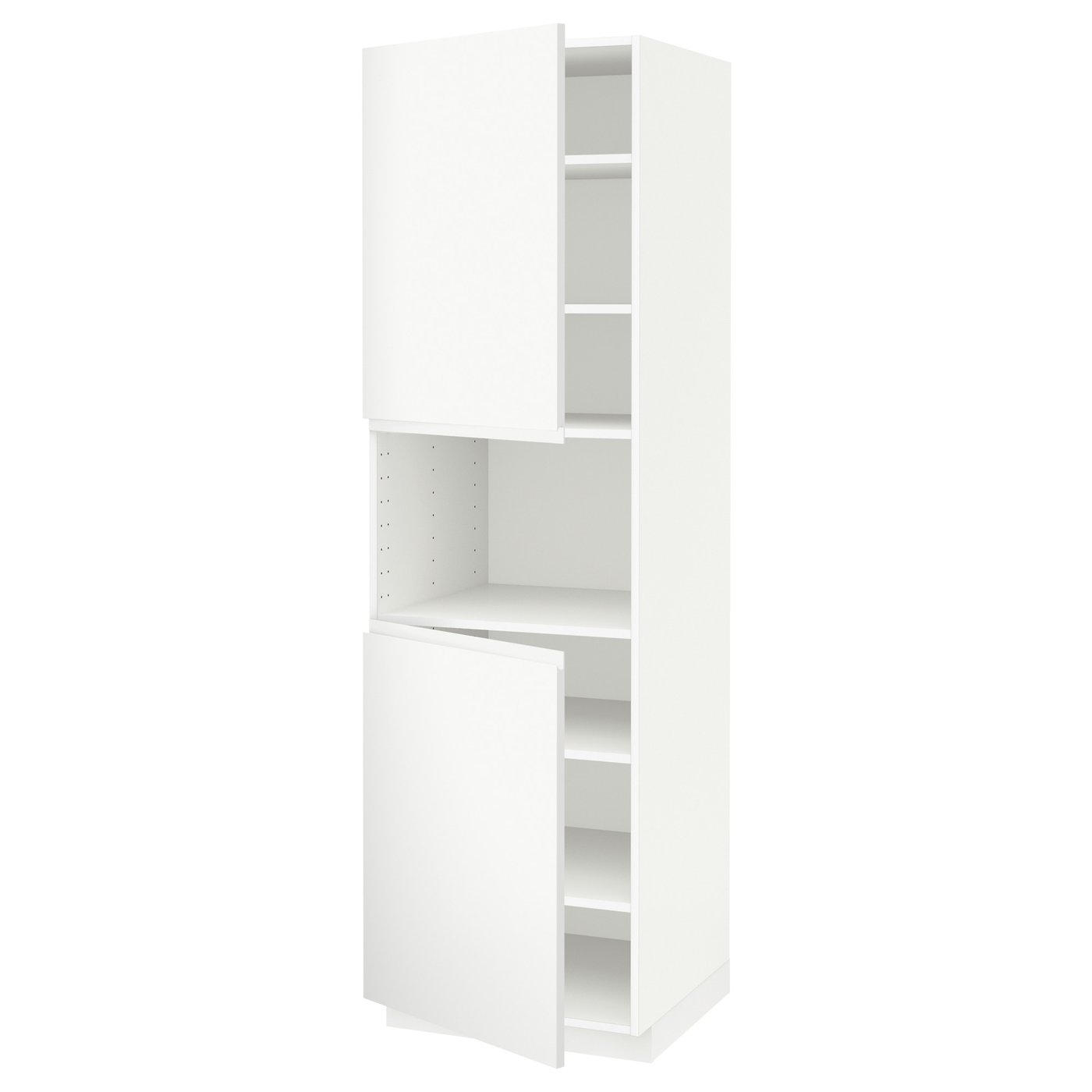METOD high cabinet for micro with 2 doors/shelves, white/Voxtorp matt ...