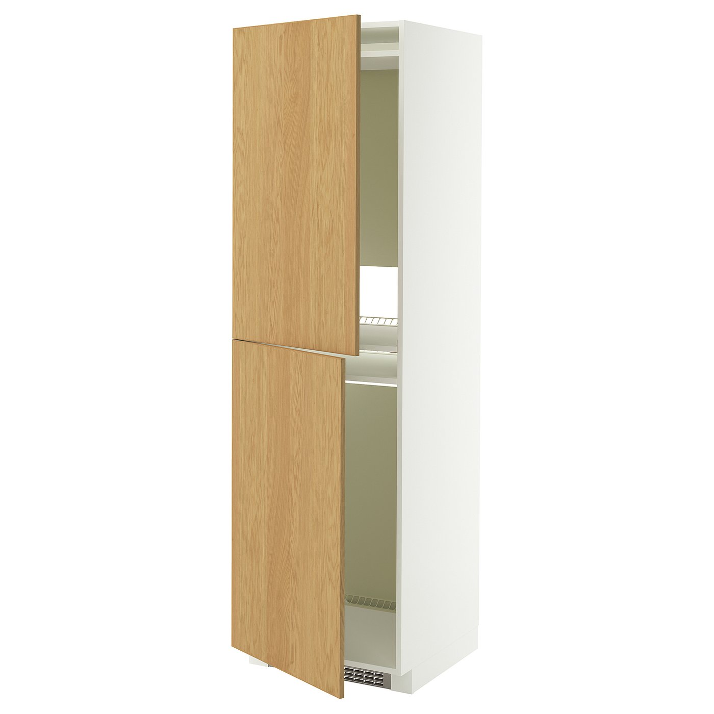 METOD high cabinet for fridge/freezer, white/Sinarp oak veneer ...