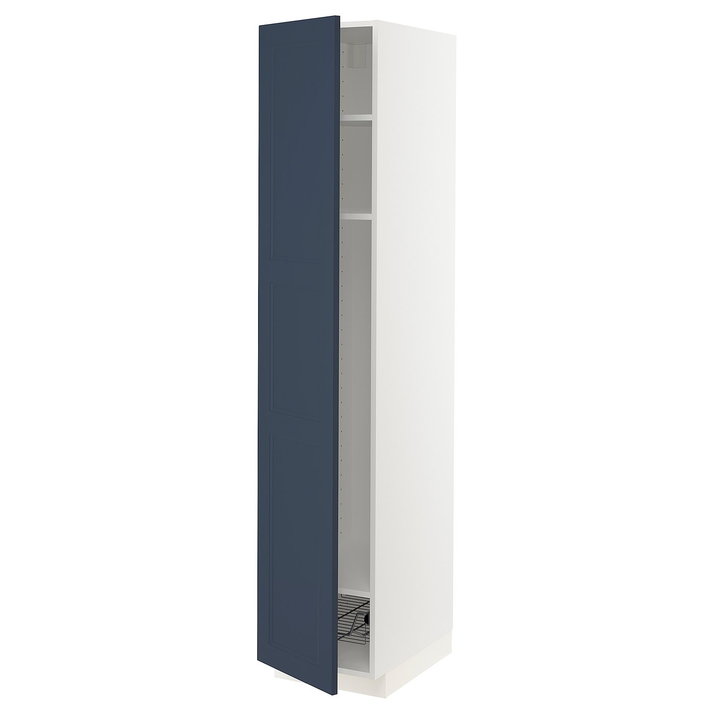 METOD high cabinet with shelves wire basket white Axstad matt blue 40x60x200 cm IKEA