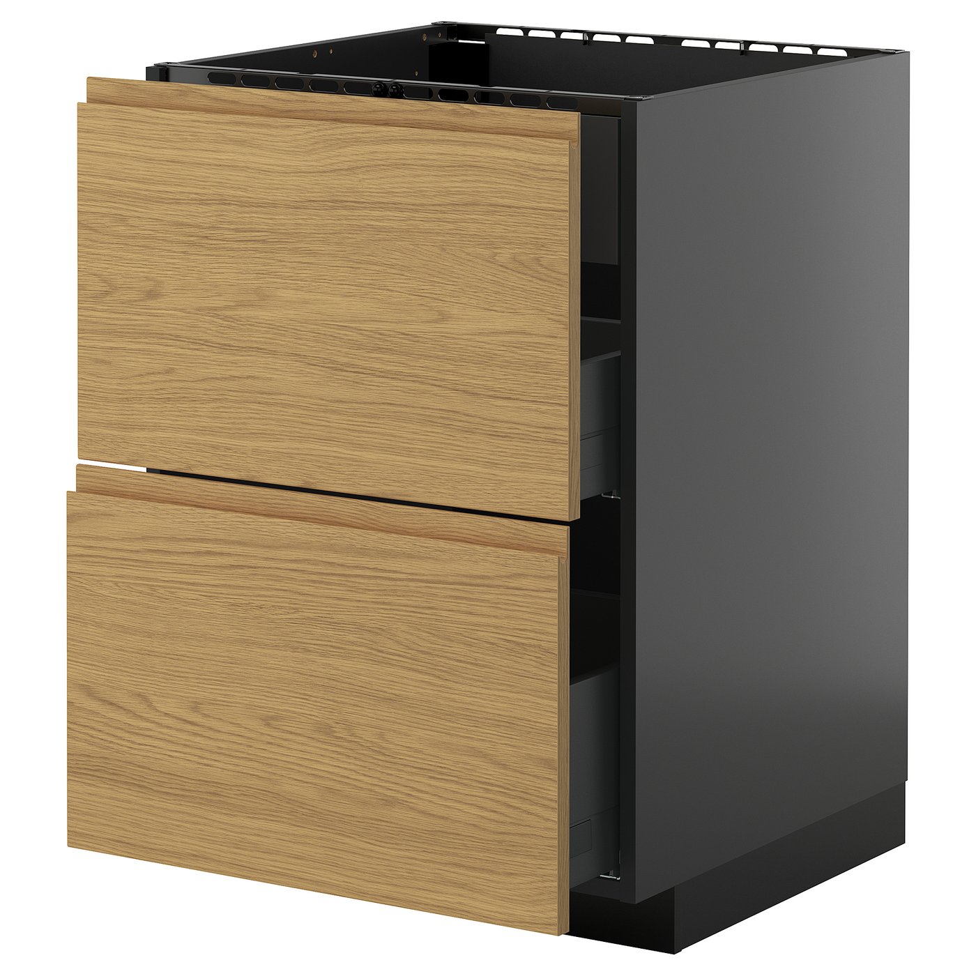 METOD / KNIVSHULT base cab f hob/int extractor w drw, black-grey ...