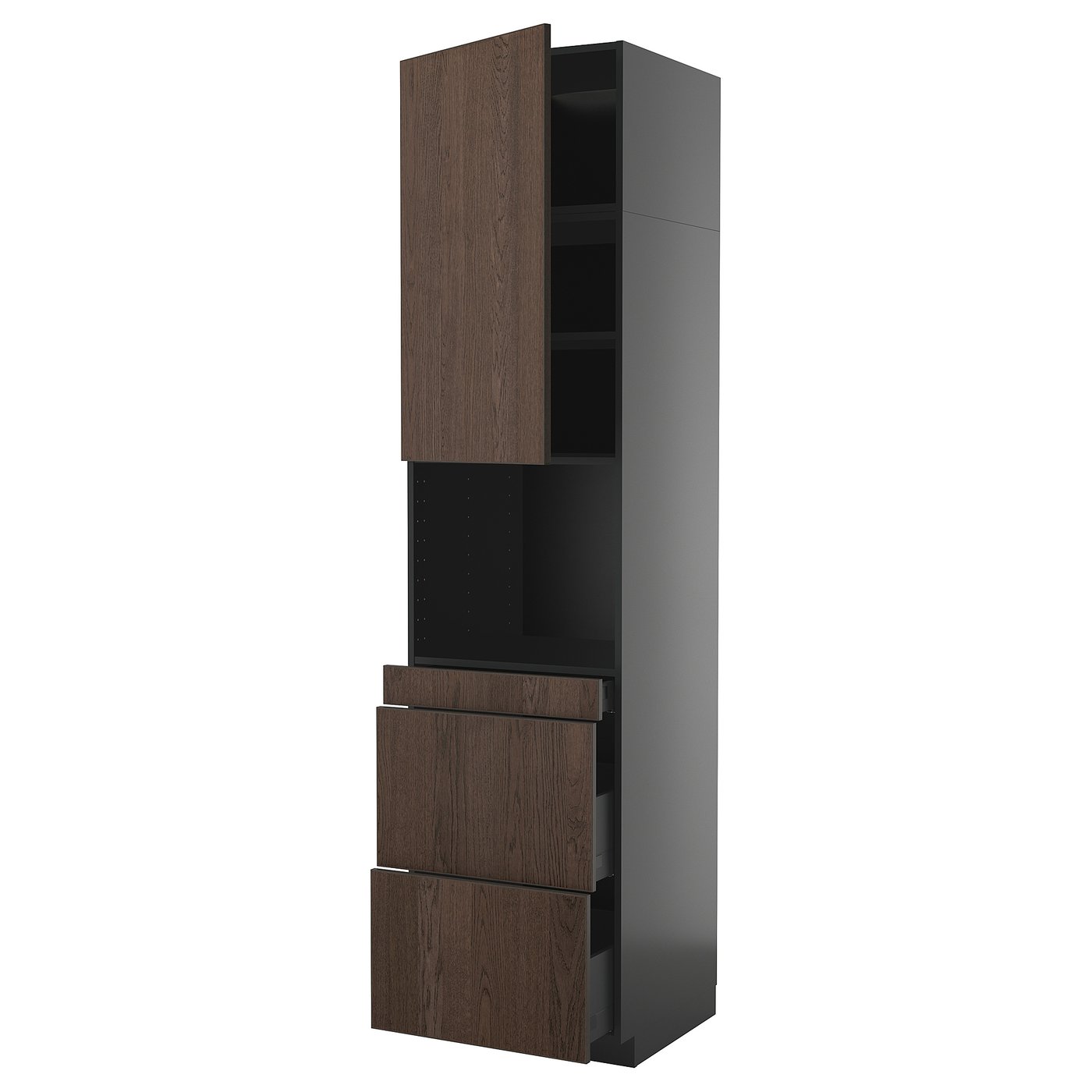 METOD / KNIVSHULT hi cab f micro combi w door/3 drwrs, black-grey ...