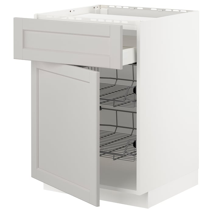 METOD / MAXIMERA base cabinet for hob/drawer/2 wire baskets, white ...