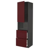 METOD / MAXIMERA Hi cab f micro w door/2 drawers, black/Voxtorp dark ...
