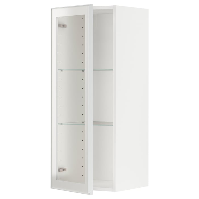 METOD wall cabinet with shelves/glass door, white/Hejsta white clear ...