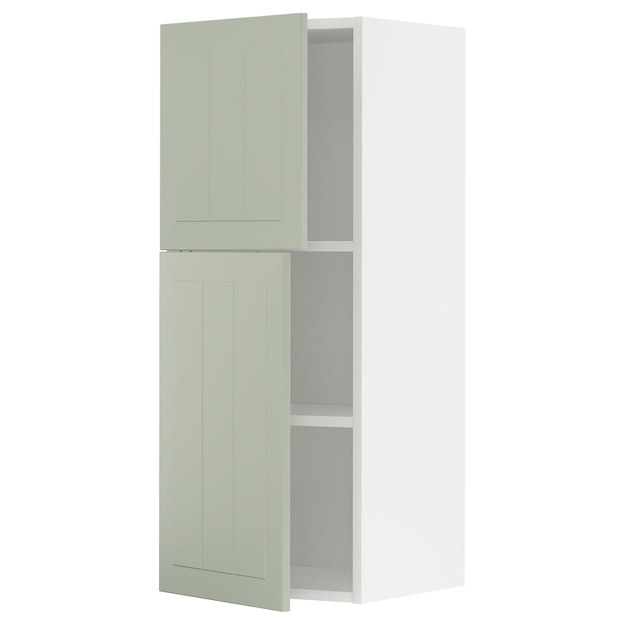 METOD wall cabinet with shelves/2 doors, white/Stensund light green ...