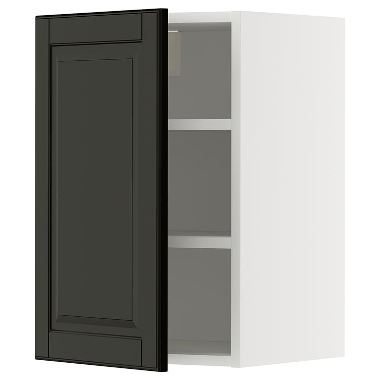 METOD wall cabinet with shelves, white/Bodbyn black, 40x60 cm - IKEA UK