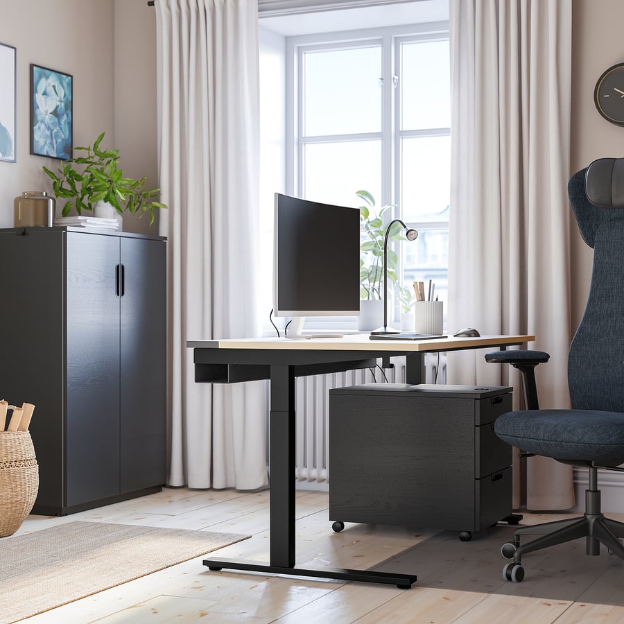 MITTZON desk, birch veneer/black, 120x80 cm - IKEA UK