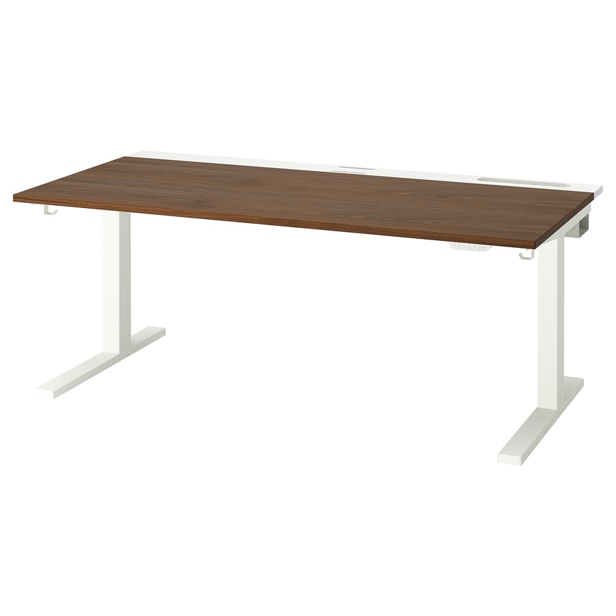 MITTZON desk sit/stand, electric walnut veneer/white, 160x80 cm - IKEA UK