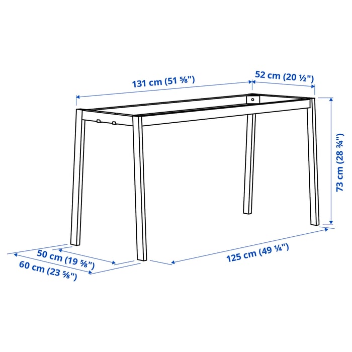 MITTZON underframe for conference table, black, 140x68x73 cm - IKEA UK