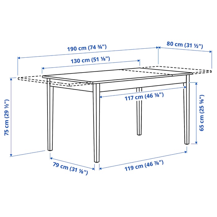 NÄSINGE extendable dining table, dark brown stained/beech veneer, 130 ...