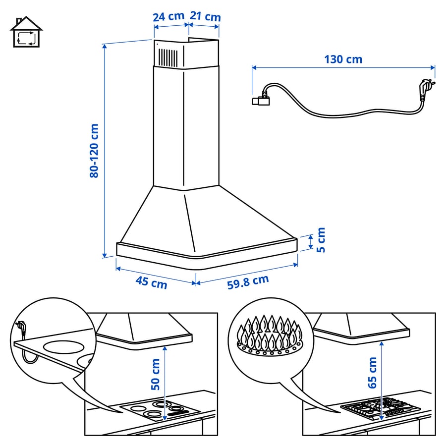 NILSBYN wall mounted extractor hood, IKEA 300 black, 60 cm - IKEA UK