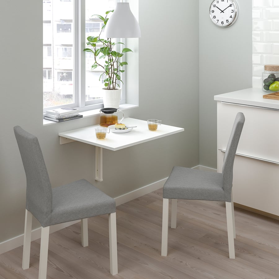 NORBERG / KÄTTIL dining table and 2 chairs, white/Knisa light grey, 74 ...