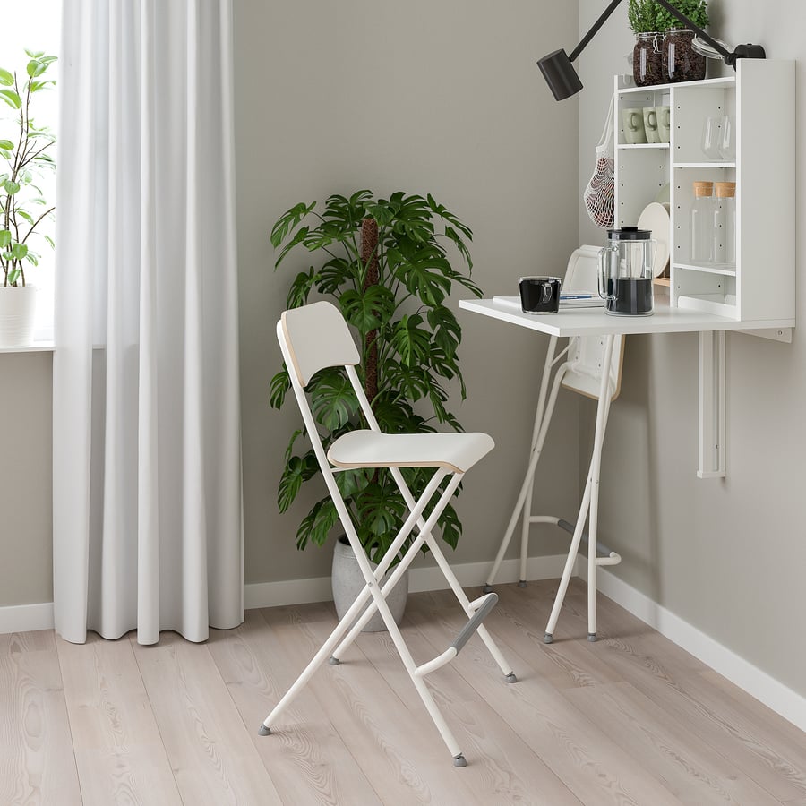 NORBERG wall-mount drop-leaf table with storage, white, 64x60 cm - IKEA UK