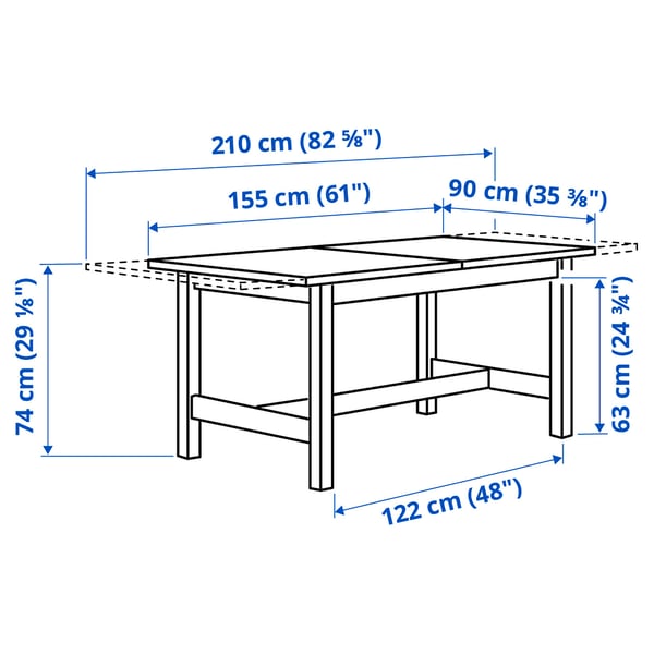 NORDEN oak, extendable dining table, Length: 155 cm - IKEA UK