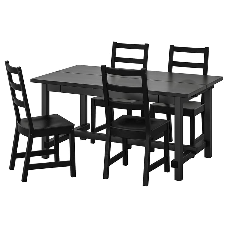 NORDVIKEN / NORDVIKEN dining table and 4 chairs, black/black, 152 ...