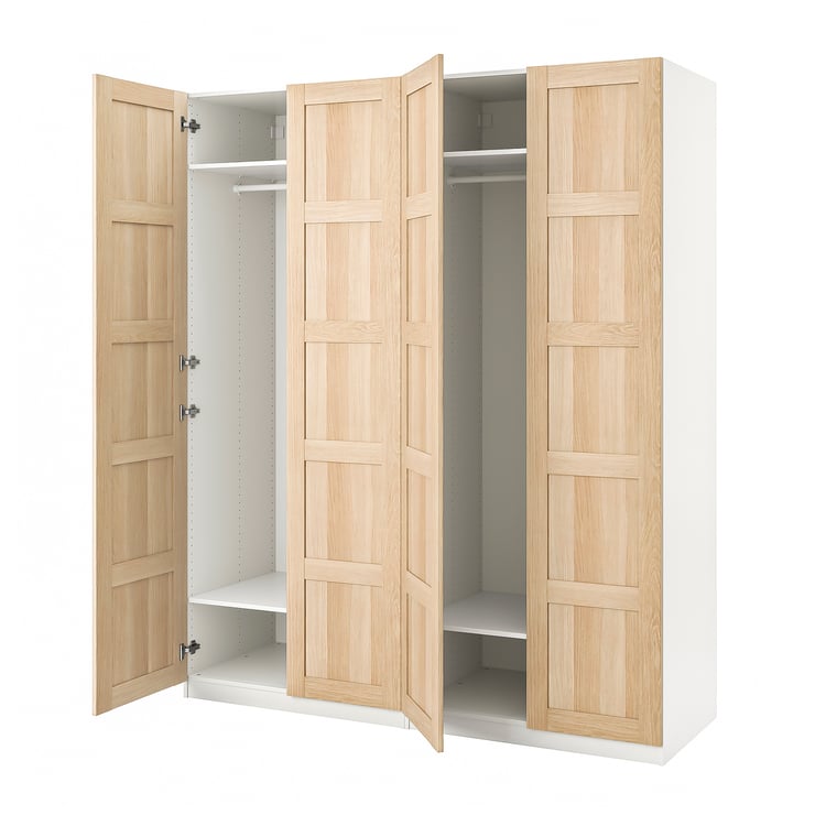 PAX / BERGSBO wardrobe, white/white stained oak effect, 200x60x236 cm ...