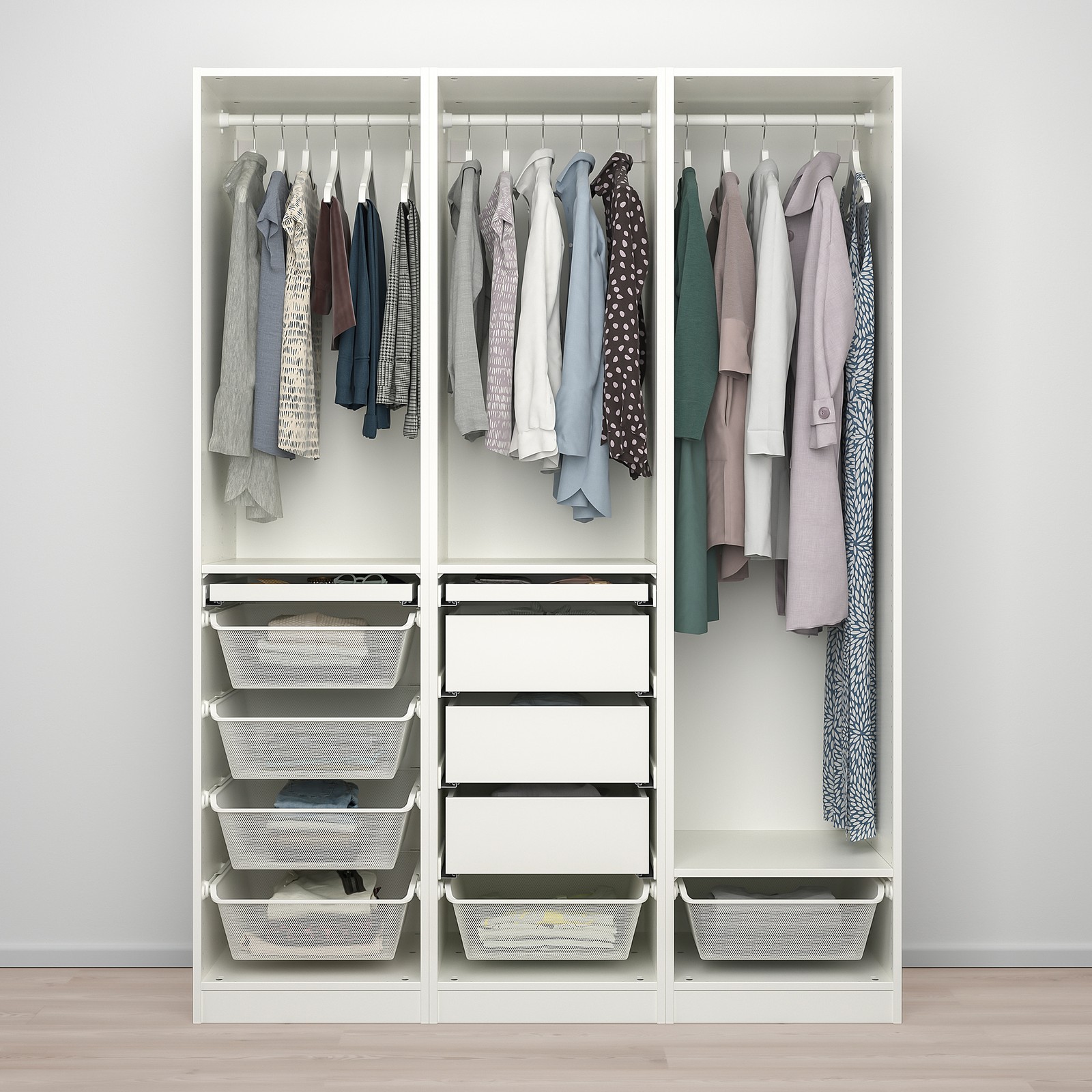 PAX / FARDAL white, high-gloss dark beige, Wardrobe combination ...
