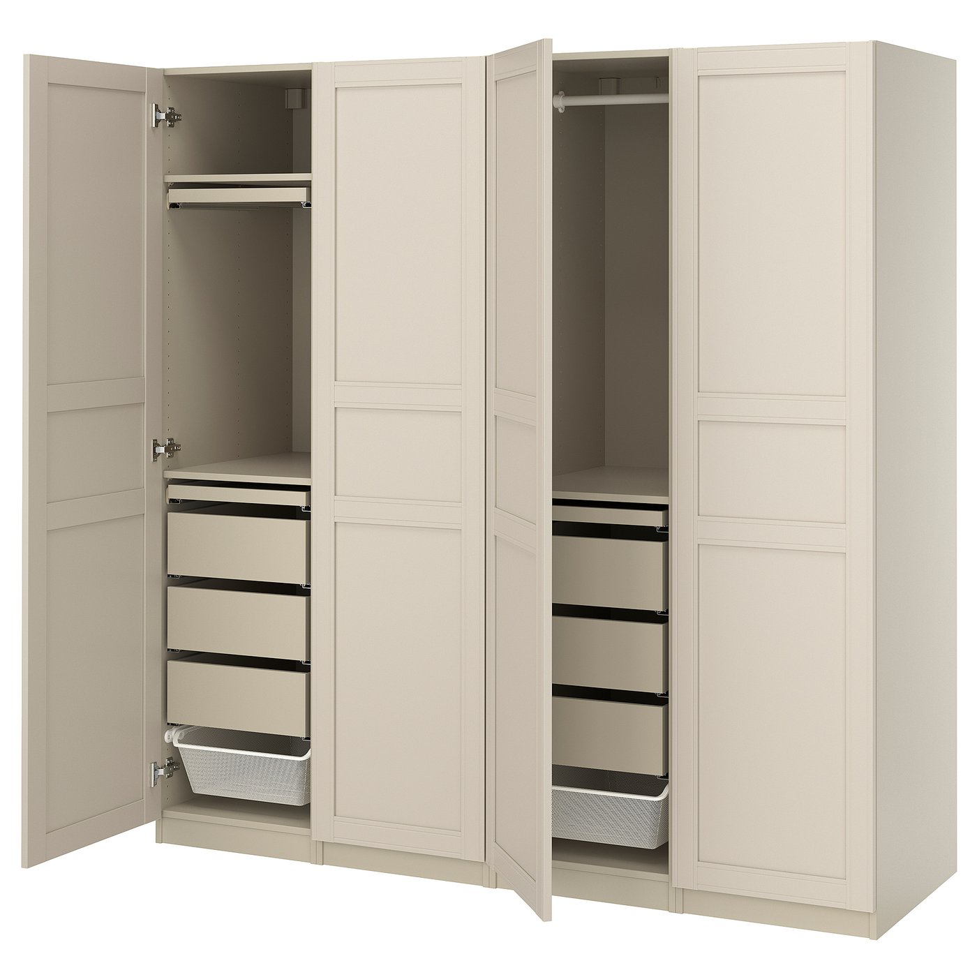 PAX / FLISBERGET wardrobe combination, grey-beige/light beige ...