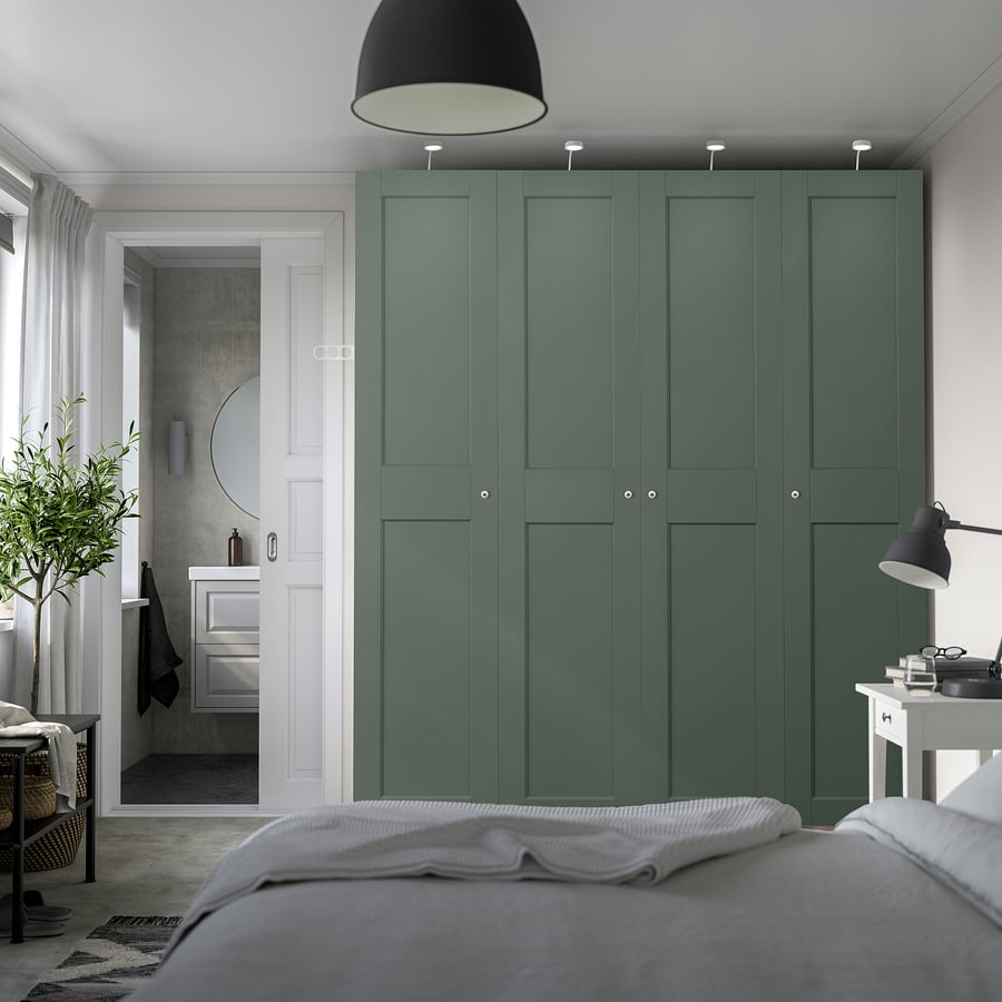 PAX / GRIMO wardrobe combination, grey-beige/grey-green, 200x60x236 cm ...