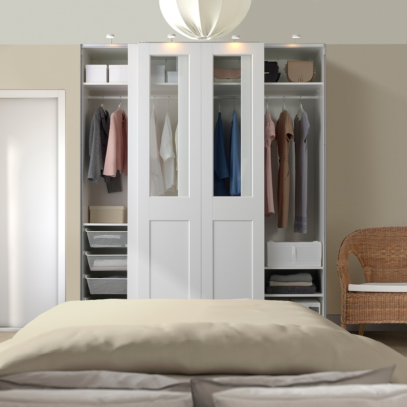 PAX GRIMO wardrobe with sliding doors white clear glass white 200x66x236 cm IKEA