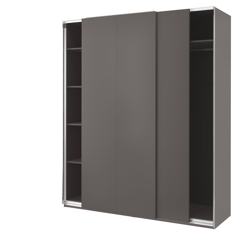 PAX / HASVIK wardrobe, dark grey/dark grey, 200x66x236 cm - IKEA UK